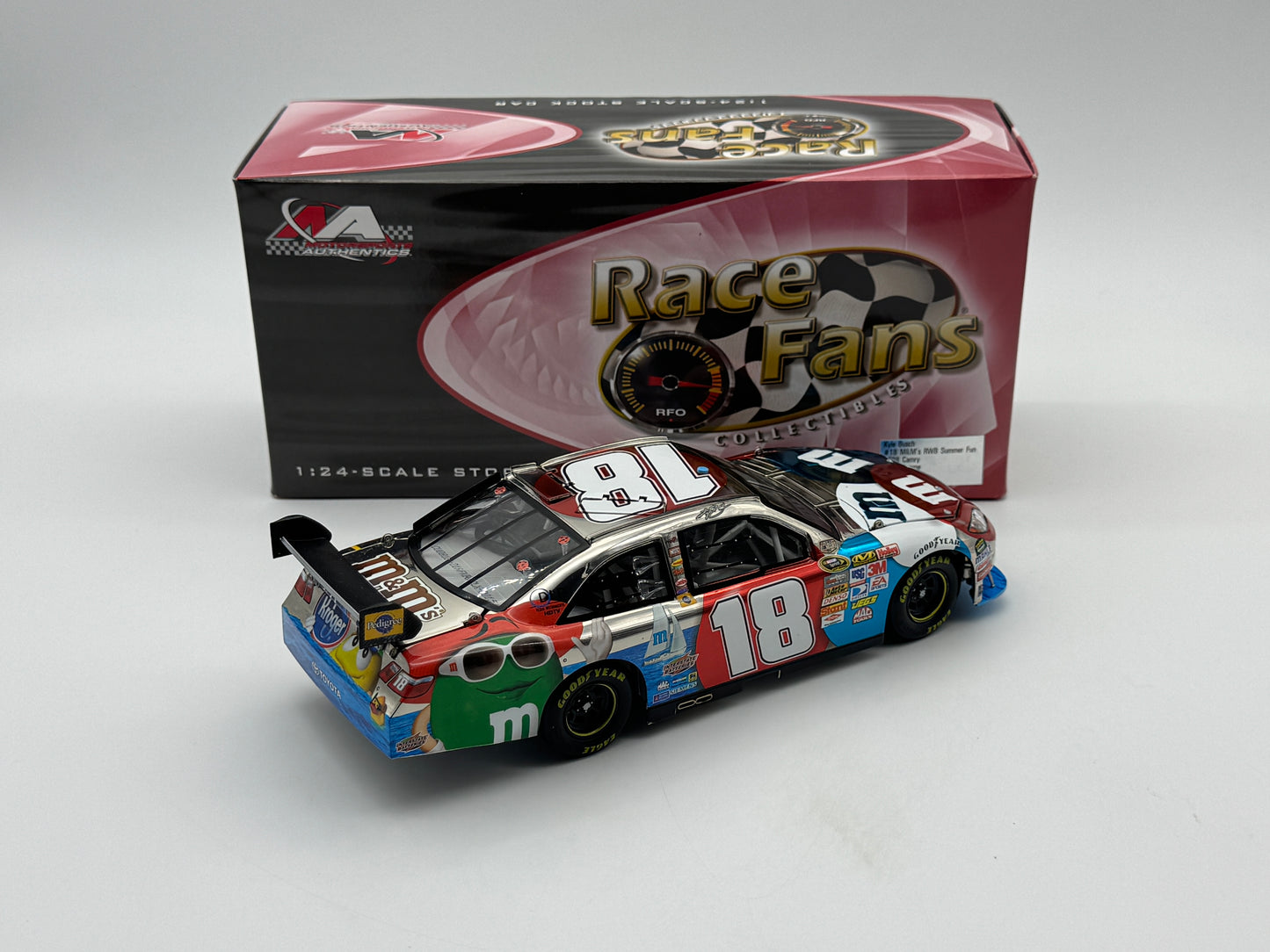 D - Item J692 - Kyle Busch #18 M&M's RWB Summer Fun 2008 Camry Color C – CircleBDiecastAuctions