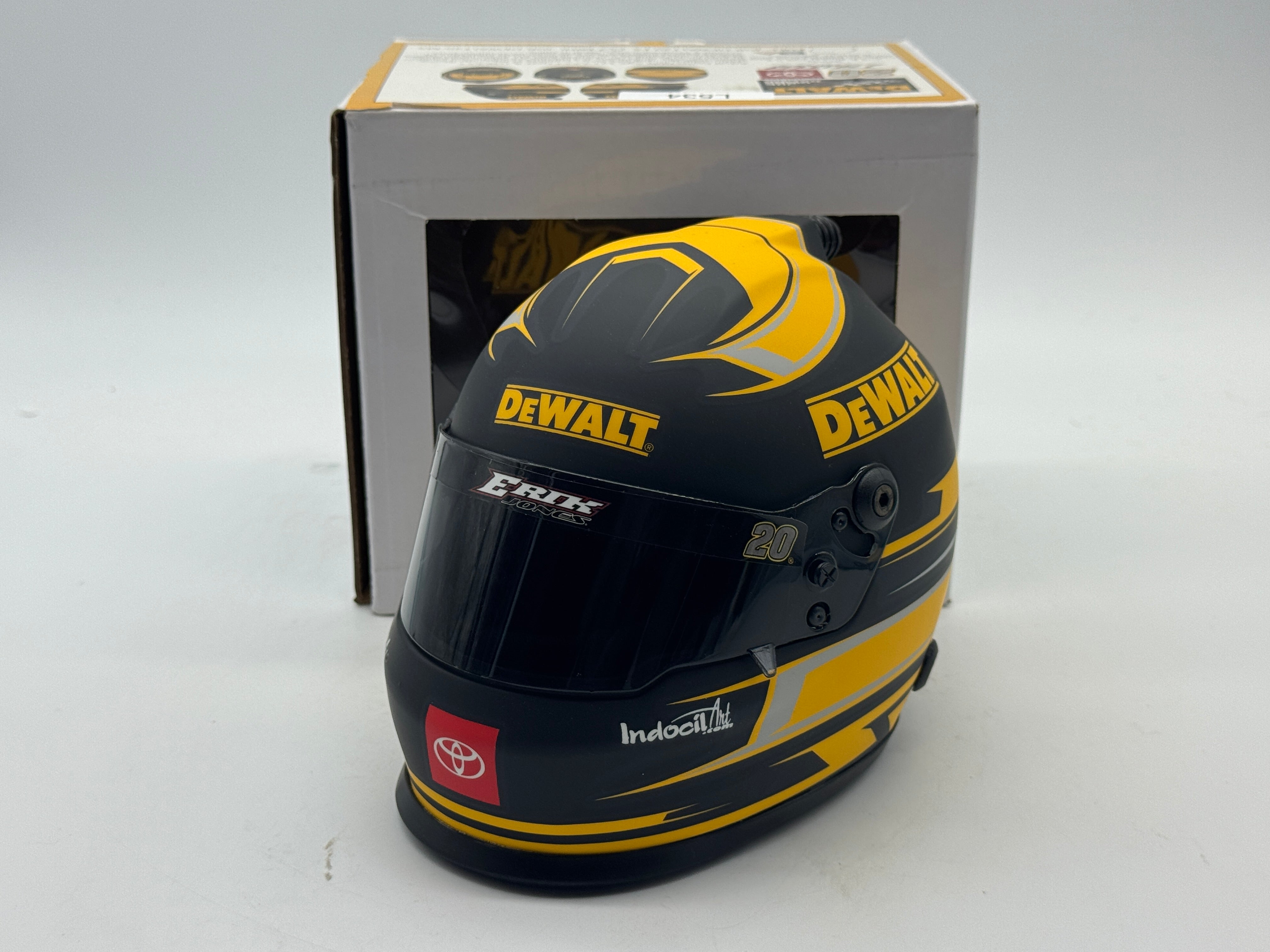 C - Item L534 - Erik Jones #20 Dewalt Mini Replica Helmet **box dmg ...