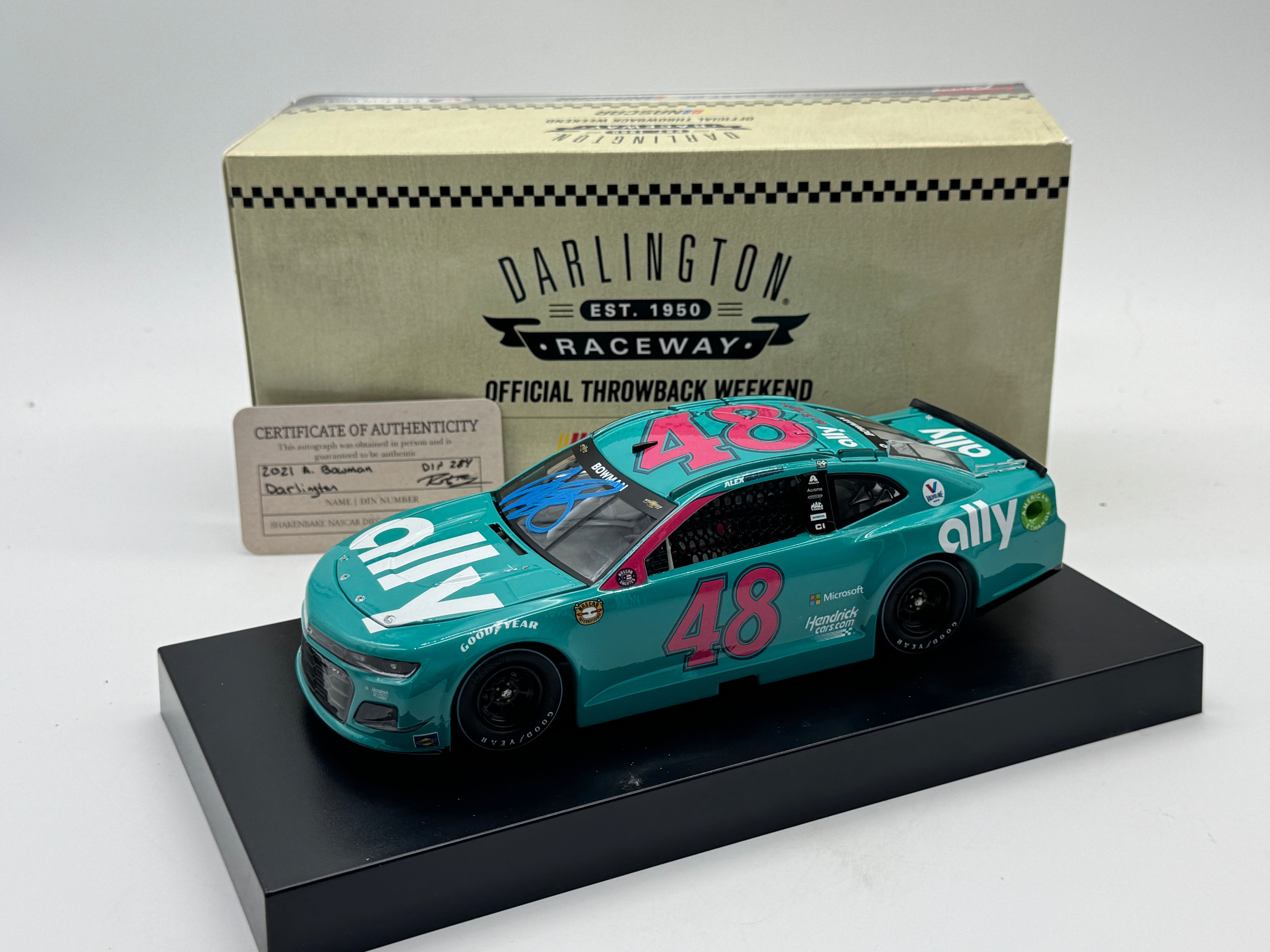 Item K941 - ALEX BOWMAN #48 Ally Throwback 2021 Camaro ZL1 **Autograph ...